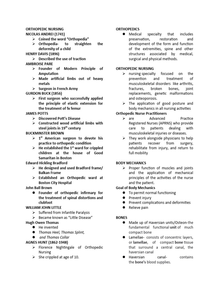 ORTHOPEDIC NURSING Overview History To Anaphy | PDF | Bone | Cartilage