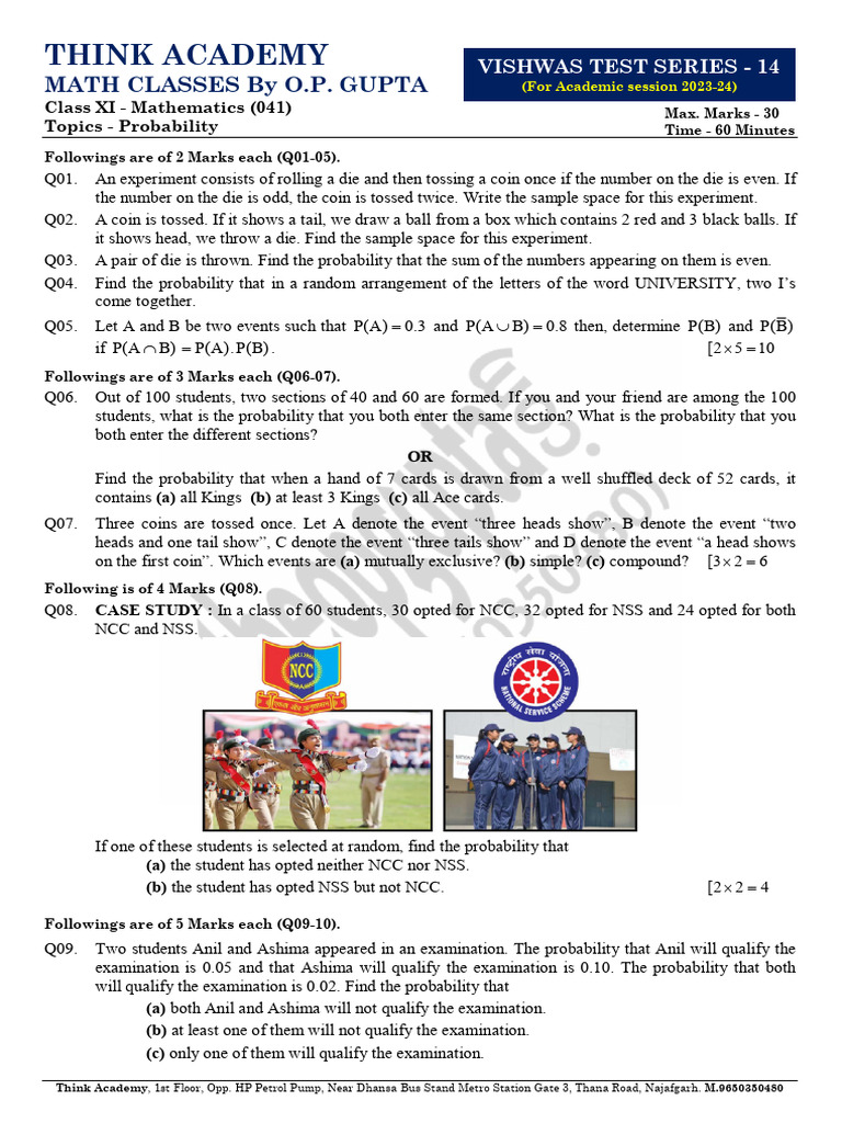 VTS 14 Probability | Download Free PDF | Probability