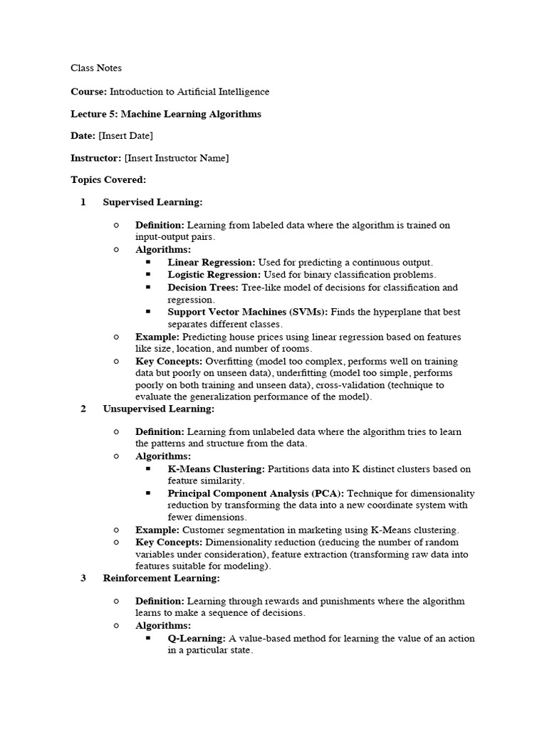 ClassNote-one | PDF | Support Vector Machine | Cluster Analysis