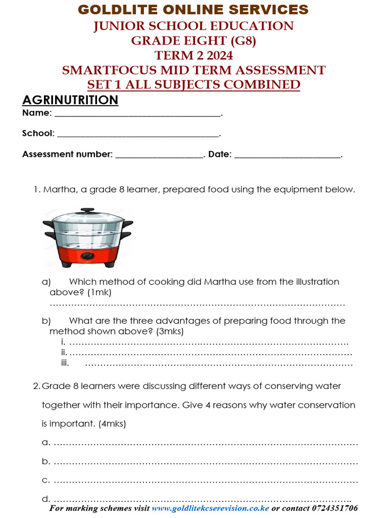 Grade 8 Set 1 Mid Term 2 Exams | PDF | Adam And Eve | Learning