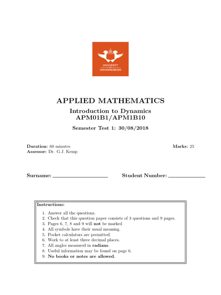 2018apm1b st1 | PDF | Mathematics | Applied And Interdisciplinary Physics