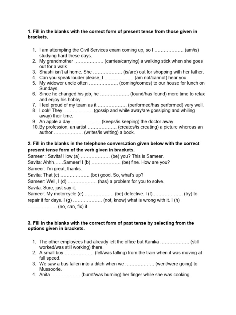 Exercises on Tenses | PDF