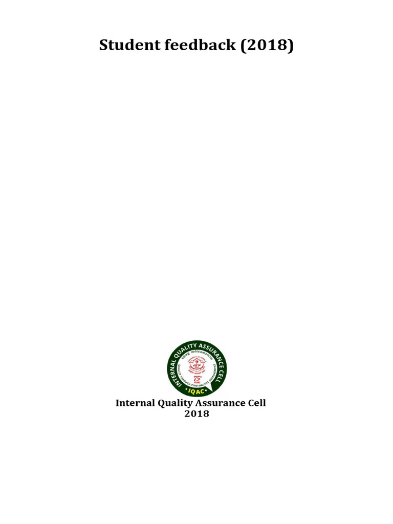 Annual Student Feedback Report 2018 | PDF | Teachers | Cognition