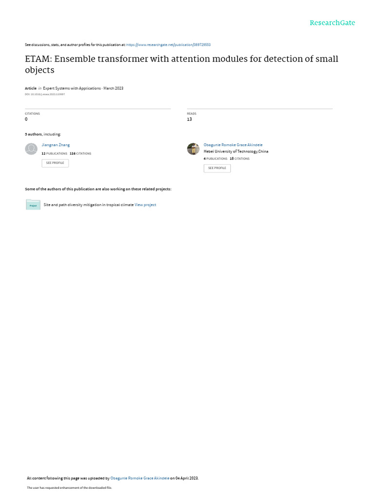 ETAM: Ensemble Transformer With Attention Modules For Detection of Small Objects | PDF ...