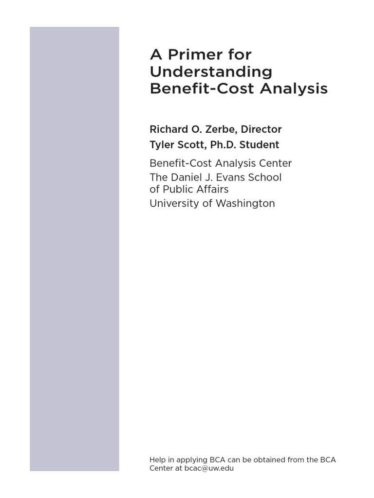A primer for Understanding Benefit Cost Analysis | PDF | Cost–Benefit Analysis | Internal Rate ...