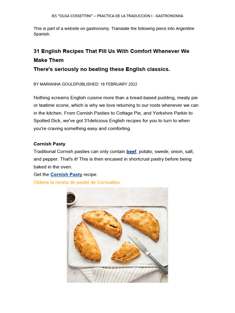 Translation On Gastronomy | PDF | Foods | European Cuisine