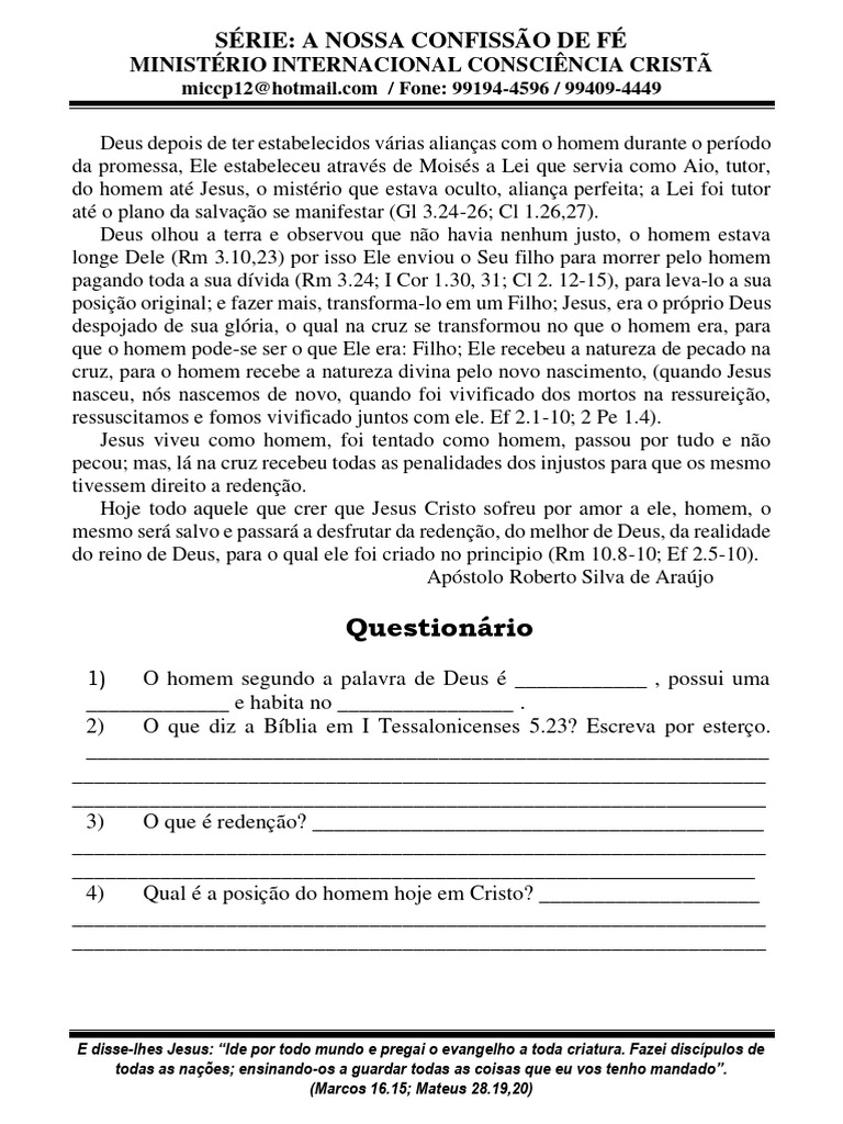 Queda e Redenção do Homem na Bíblia | PDF | Deus | Pecado
