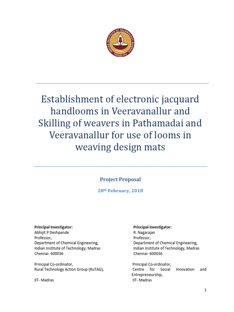 Proposal To Sub-Collector - Cheranmahadevi - RuTAG-CSIE | PDF | Weaving ...