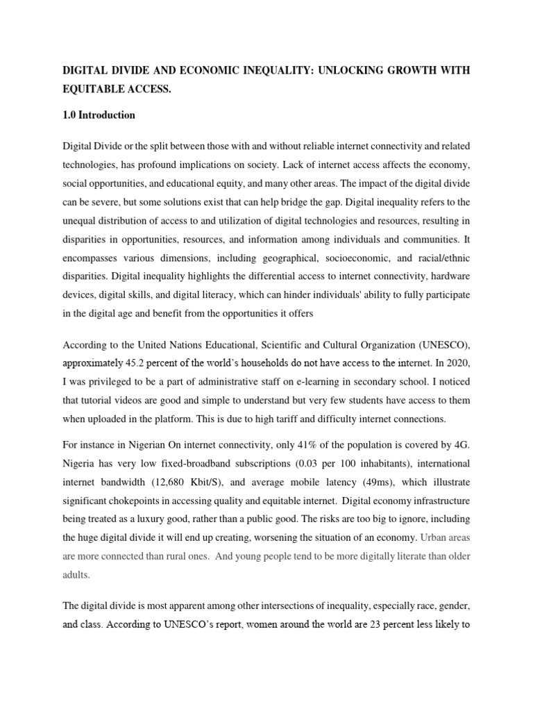 Digital Divide and Economic Inequality | PDF | Socioeconomic Status ...