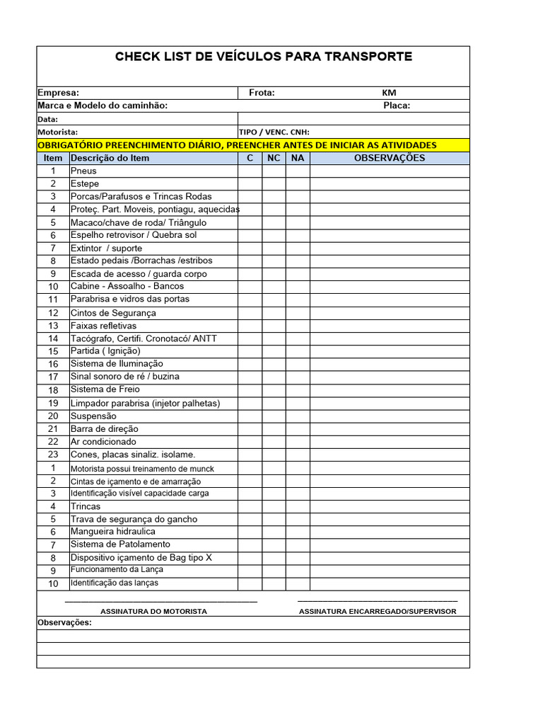 CHECK-LIST HILUX | PDF