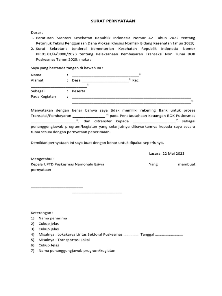 Surat Pernyataan PMT | PDF | Bisnis | Pengelolaan Keuangan & Uang