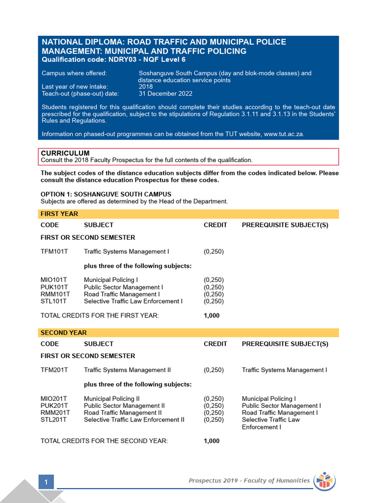 NDip Road Traffic Municipal Policing PhasingOut 2019 | PDF | Crimes | Crime & Violence