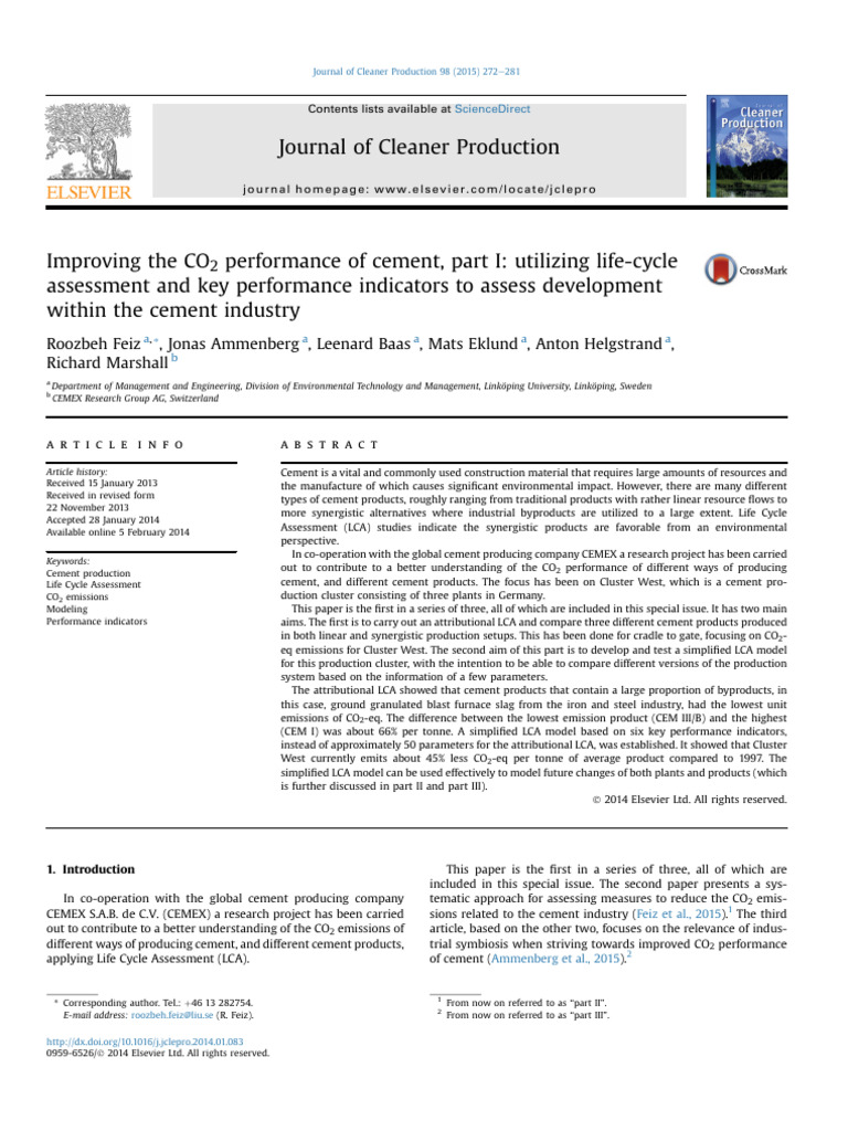 Improving The CO2 Performance of Cement | PDF | Cement | Life Cycle ...