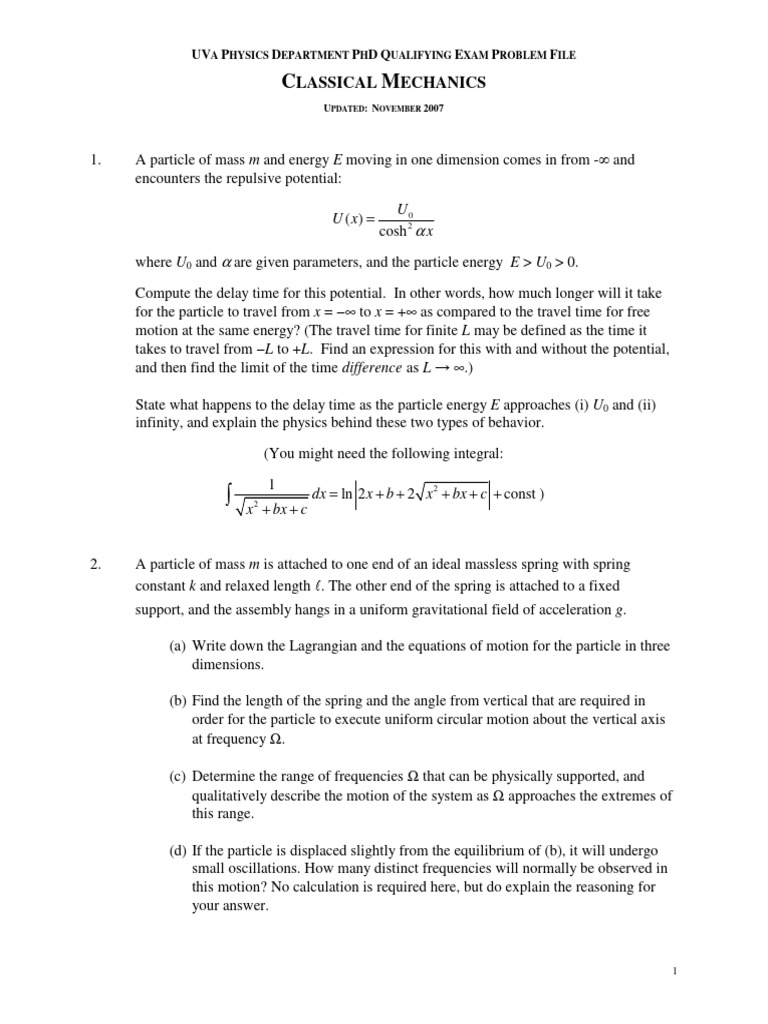 Classical Mechanics | PDF | Rotation Around A Fixed Axis | Lagrangian Mechanics