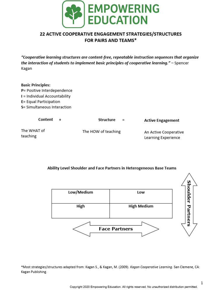 Active Cooperative Engagement Strategies Structures For Pairs and Teams ...