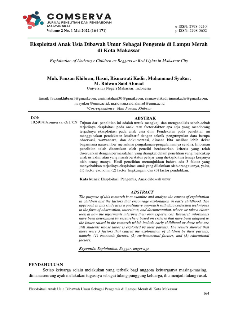 Eksploitasi Anak Usia Dibawah Umur Sebagai Pengemi | PDF