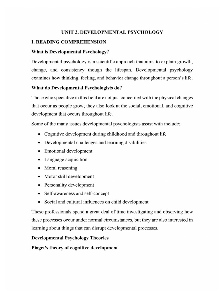 Unit 3. Developmental Psychology | PDF