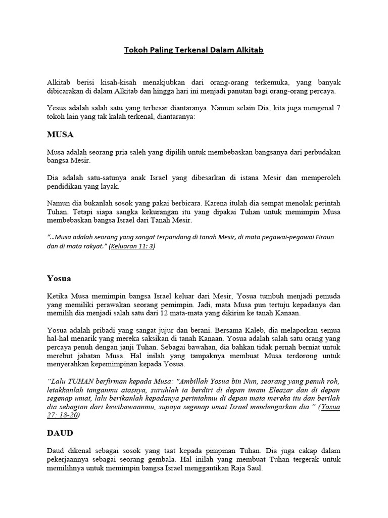 Tokoh Paling Terkenal Dalam Alkitab | PDF