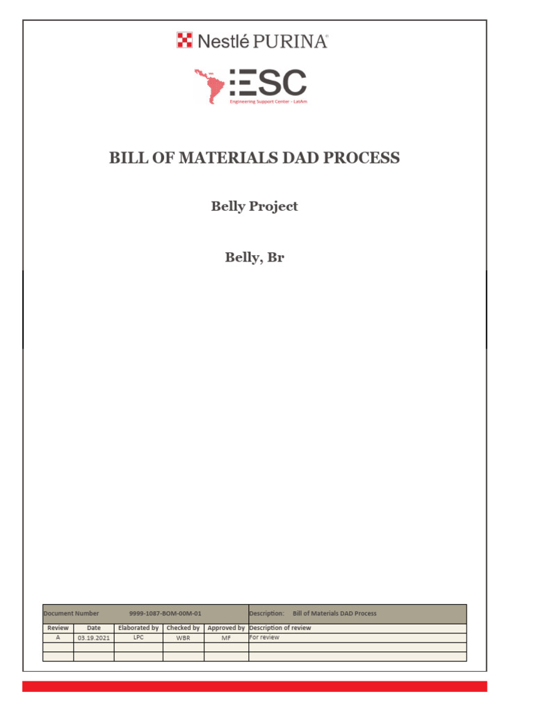9999-1087-BOM-00M-01 - A, Bill of Materials DAD Process | PDF | Pipe ...