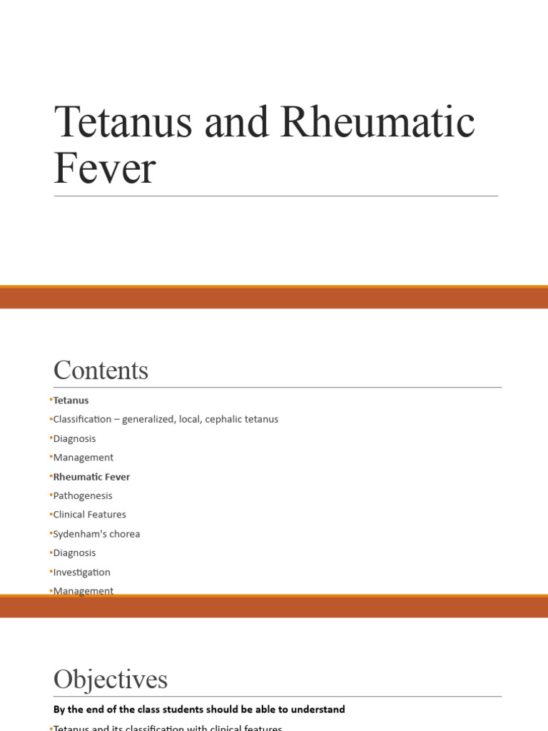 Tetanus and Rheumatic Fever | PDF | Medical Specialties | Clinical Medicine
