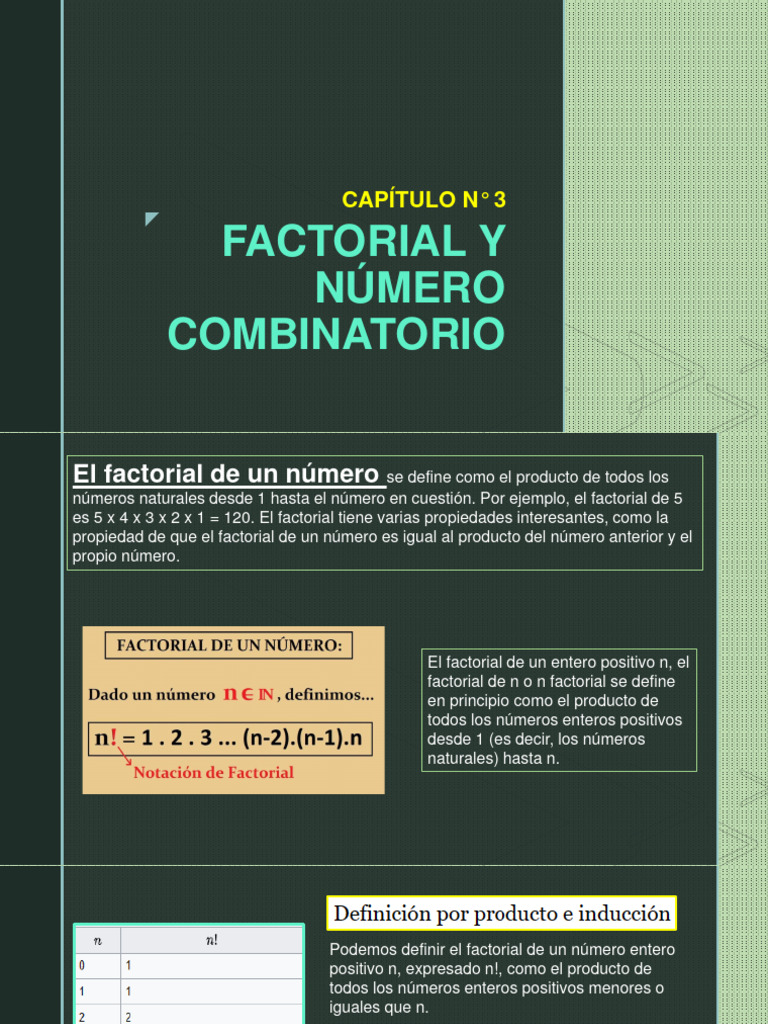 Propiedades del Factorial y Combinatorios | PDF | Combinatoria ...