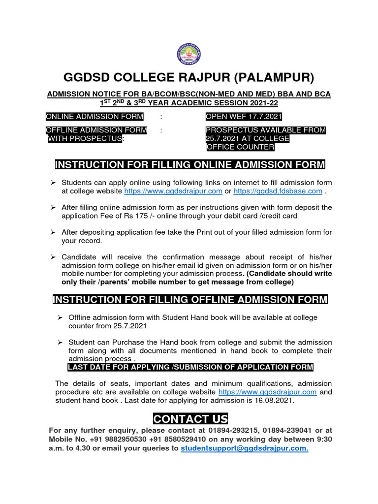 Admission Notice Academic Session 2021 22 Pdf