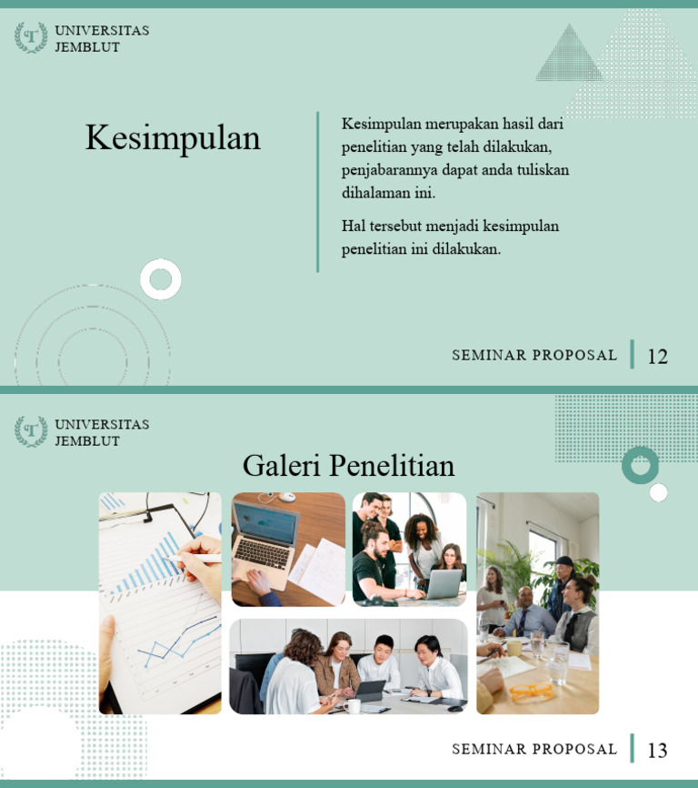 PPT Template Seminar Proposal Kesimpulan, Dokumentasi dan Galeri | PDF