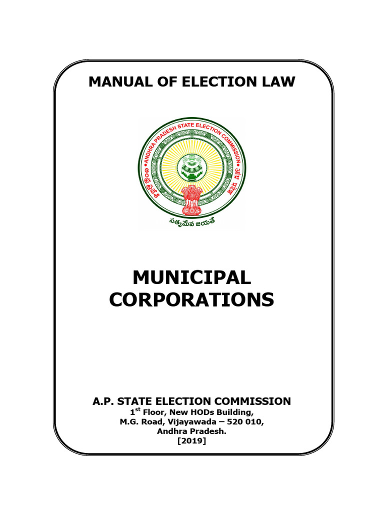 Manual of Election Law - Municipal Corporations | PDF | Voting | Elections