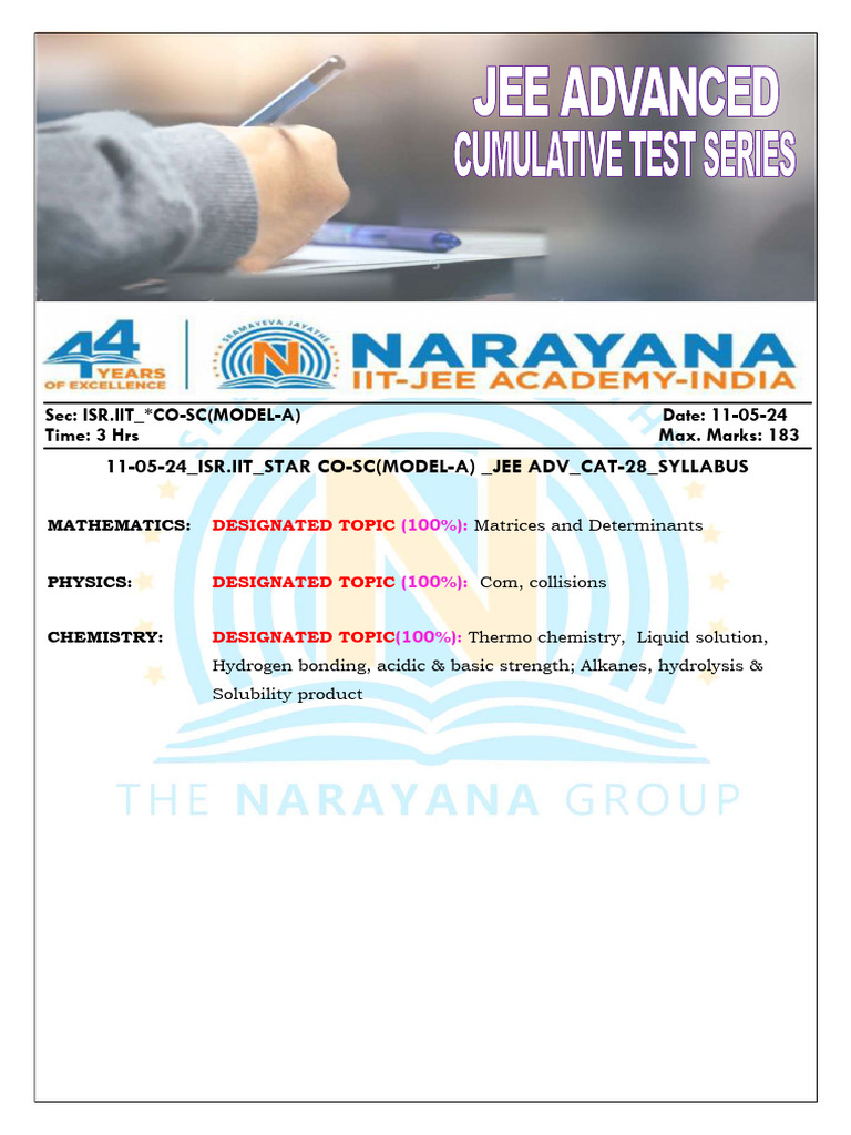 11-05-24 - Isr - Iit - Star Co-Sc (Model-A) - Jee Adv - 2017 (P-Ii ...