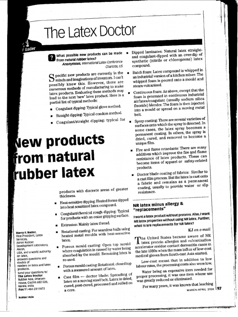 New products from natural rubber latex March-April 2006 | Download Free ...