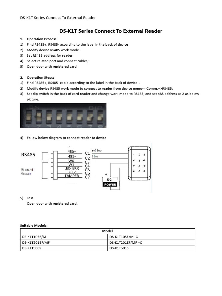 Connect DS-K1T to External Reader | PDF | Business | Computers