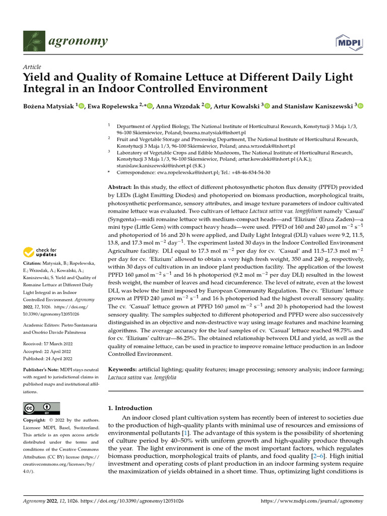 agronomy-12-01026 | PDF | Lettuce