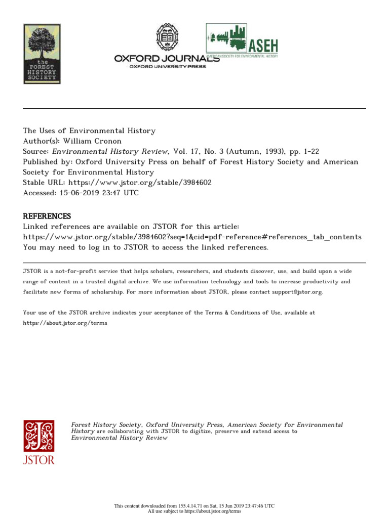 Uses of Environmental History Explained | PDF | Environmental History ...