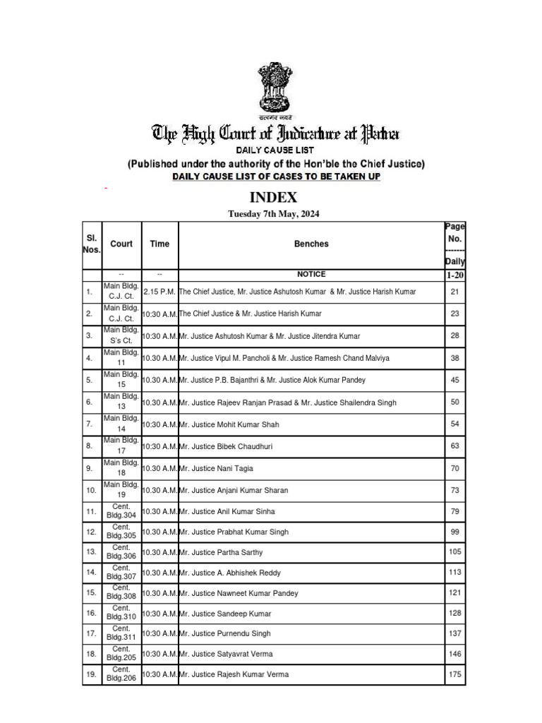 Cause List 07052024 | PDF | High Court Of Australia | Judge