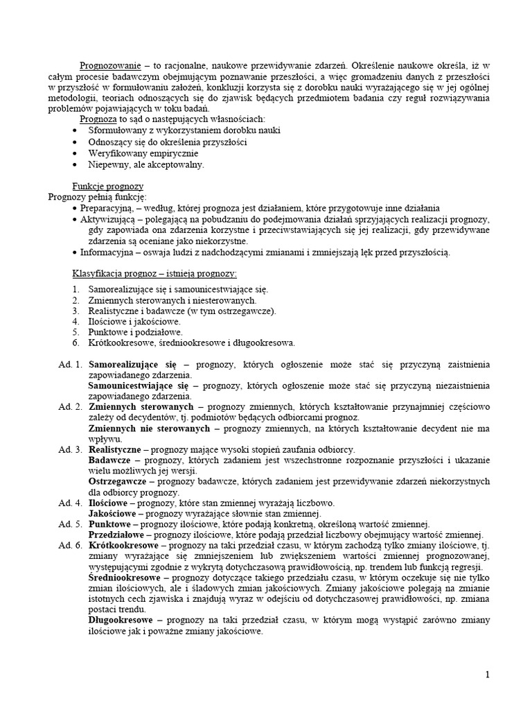 Prognozowanie | PDF