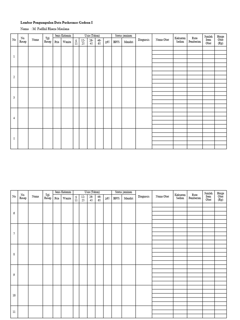 Lembar Pengumpulan Data | PDF