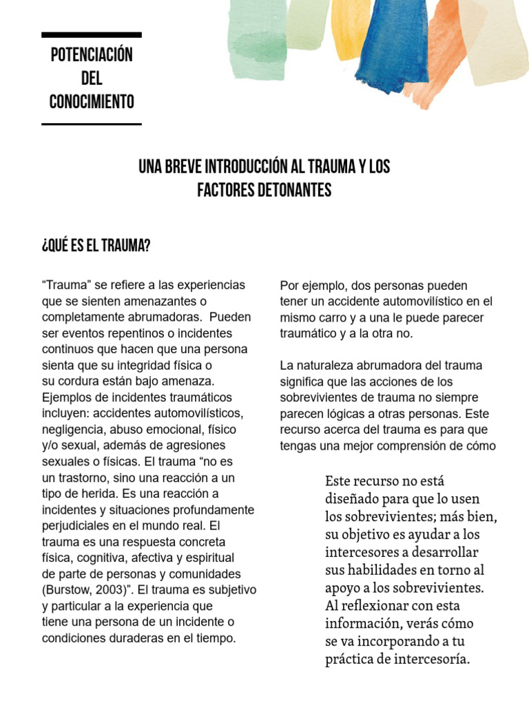 Enhancing Knowledge A Brief Introduction To Trauma Spanish | PDF ...