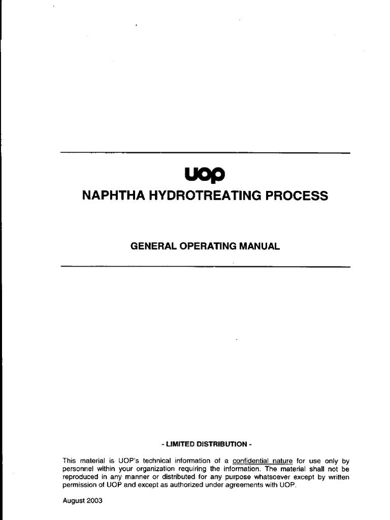 UOP Naphtha Hydrotreating Operating Manual | PDF