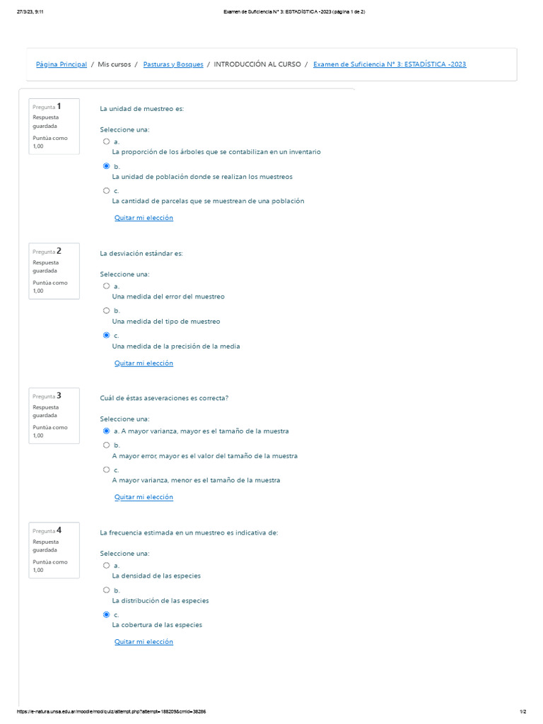 Examen de Suficiencia #3 - ESTADÍSTICA - 2023 (Página 1 de 2) | PDF ...