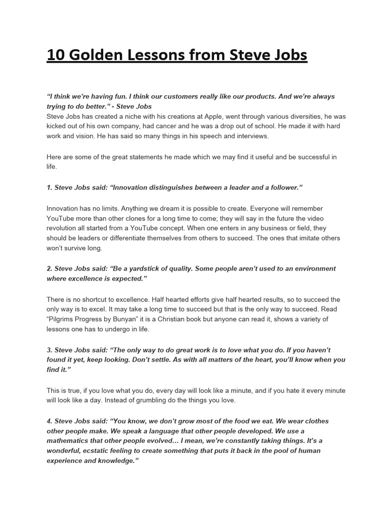 10 Golden Lessons From Steve Jobs | PDF | Steve Jobs