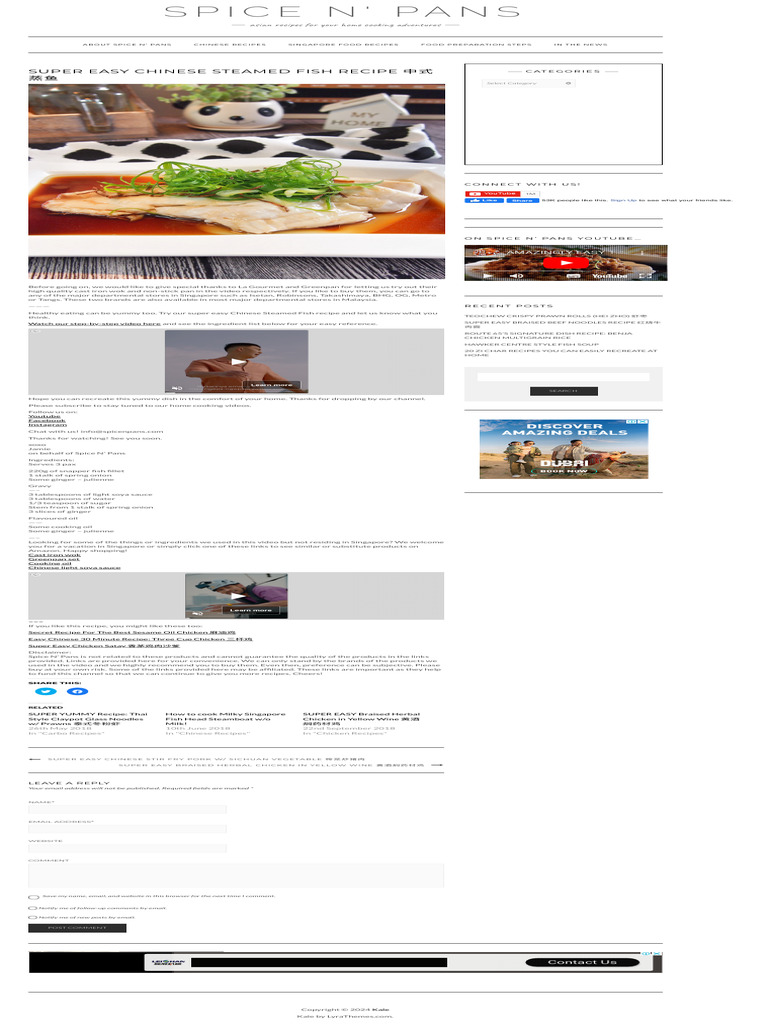 SUPER EASY Chinese Steamed Fish Recipe 中式蒸鱼 – Spice N' Pans | PDF | Chinese Cuisine | Foods