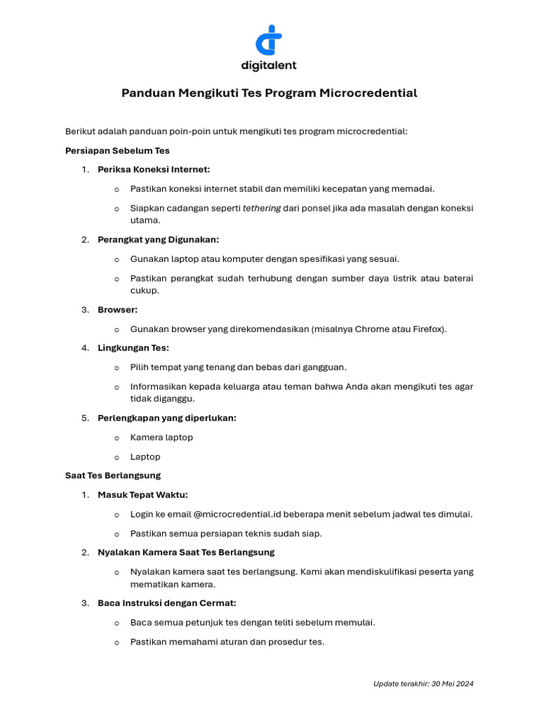 Panduan Mengikuti Tes Program Microcredential | PDF | Karier & Perkembangan