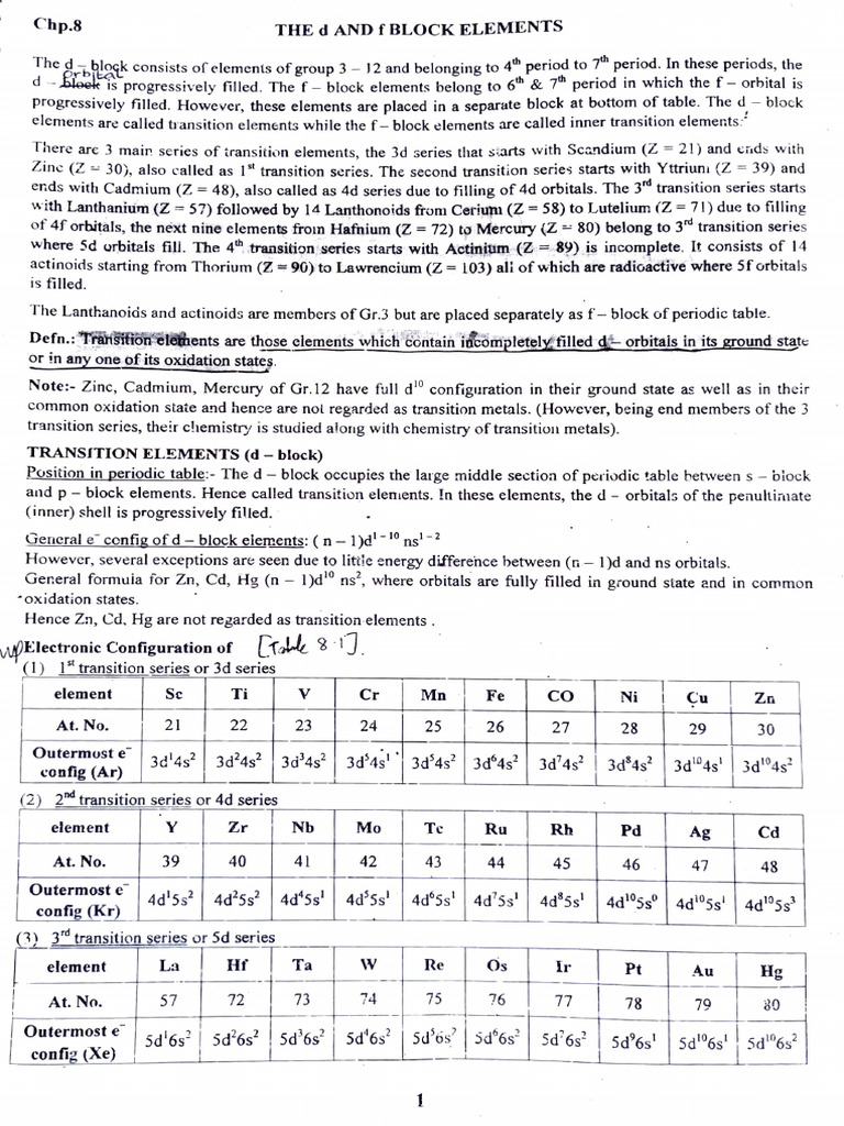 D & F Block Elements 2 | PDF | Transition Metals | Lanthanide