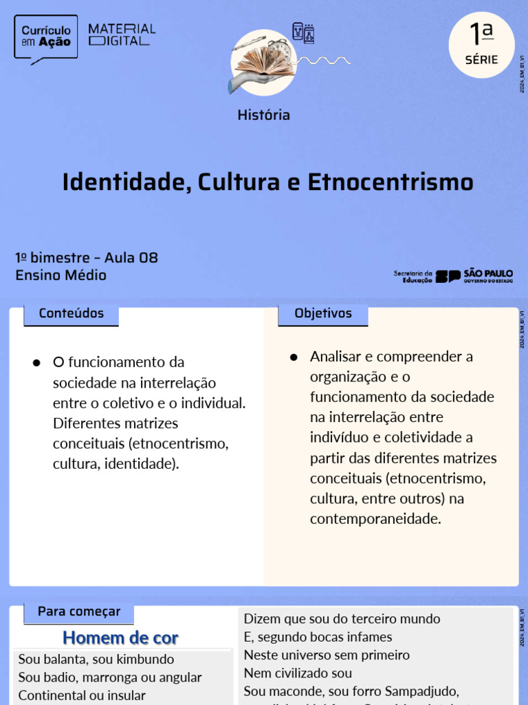 Identidade, Cultura e Etnocentrismo | PDF | Sociologia | Sociedade