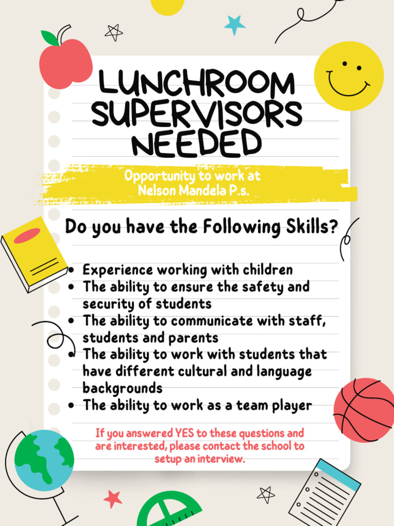 Lunchroom Supervisor Flyer | PDF