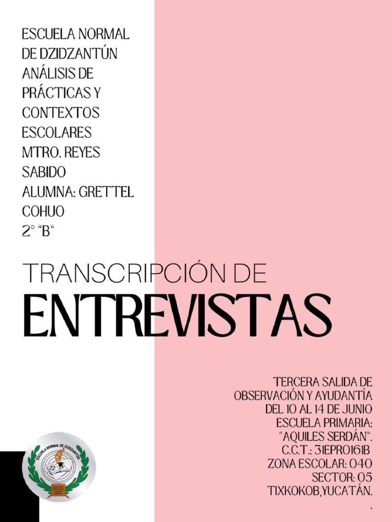 Guion de Entrevista Tercera Salida | PDF | Enseñando | Aprendizaje