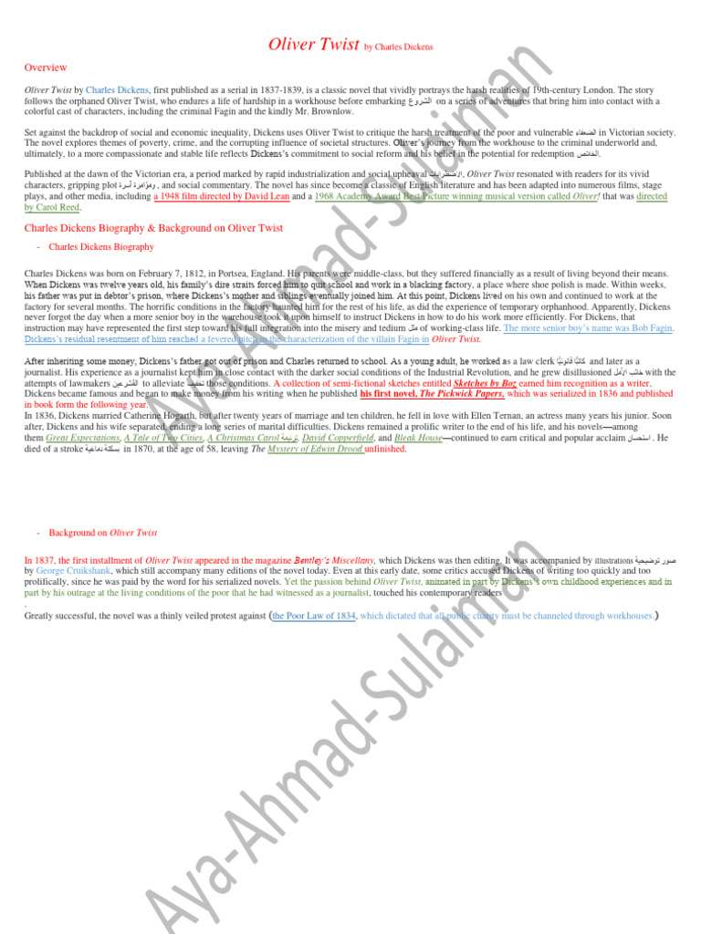 Oliver Twist by Charles Dickens | PDF | Oliver Twist | Nancy (Oliver Twist)