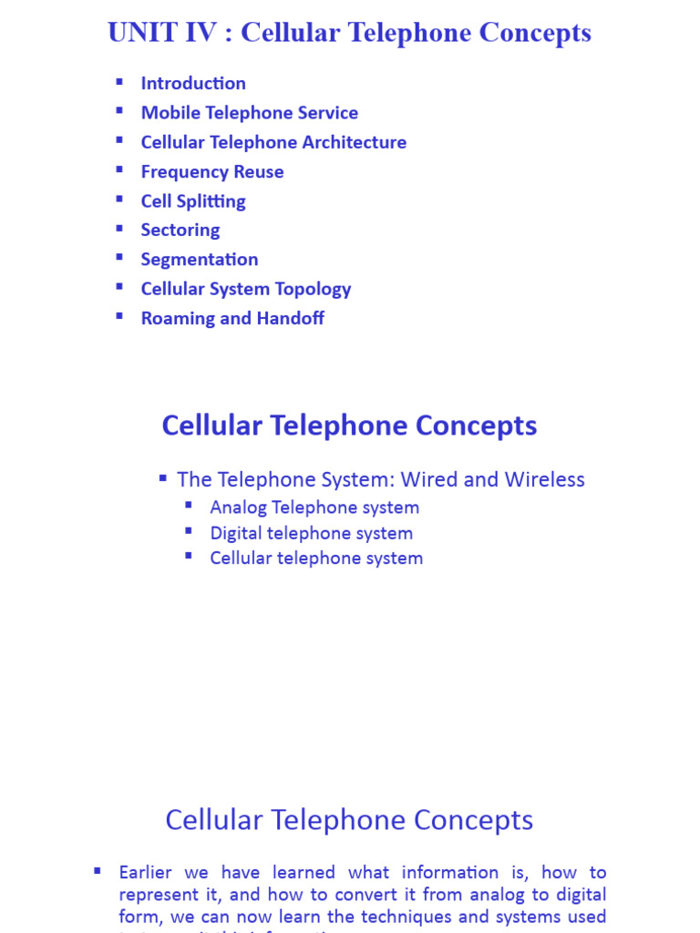 8IT01 UNIT IV Cellular Telephone Concepts | PDF | Cellular Network | 4 G