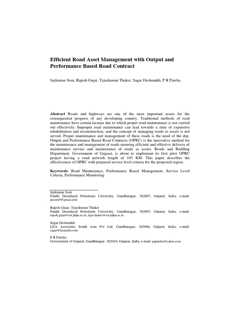 Road Asset Management for Experts | PDF | Road | Employment