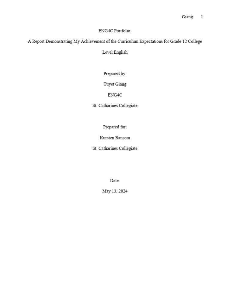 Portfolio Report | PDF | Narrative | Communication